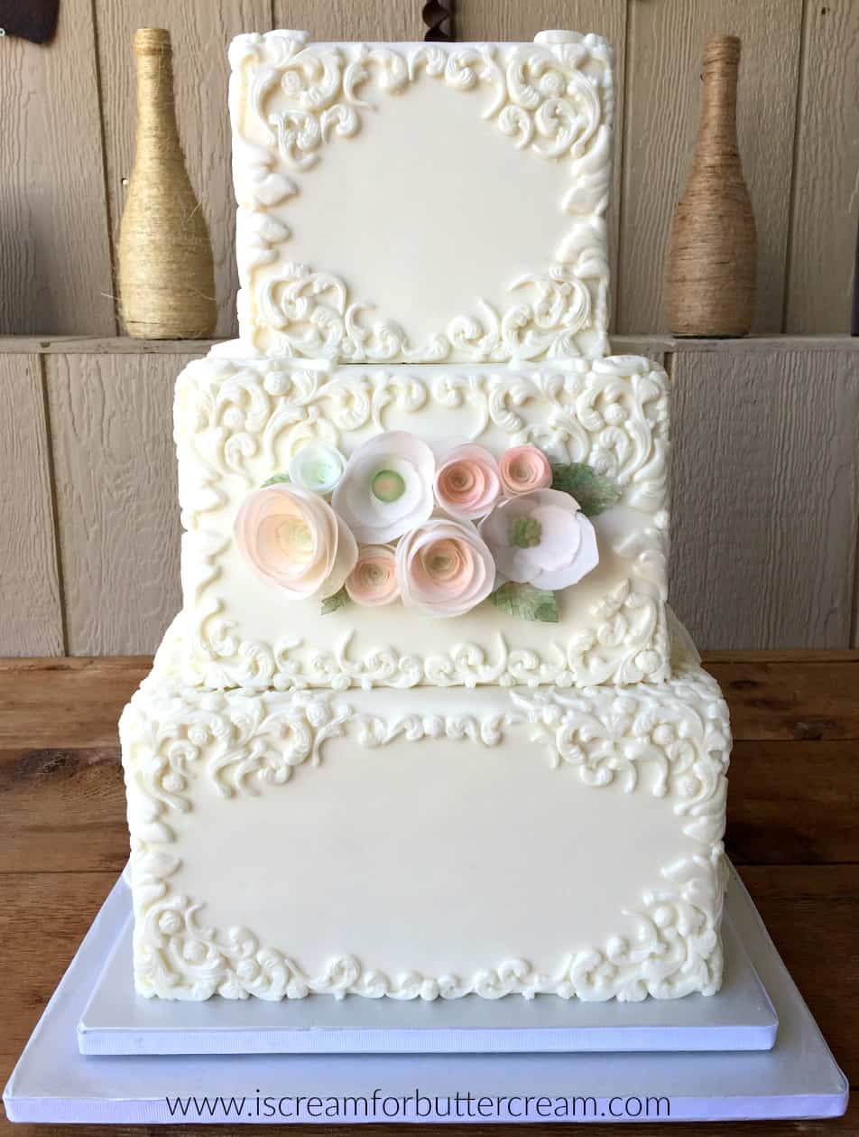 Antiqued Bas Relief Cake - I Scream for Buttercream