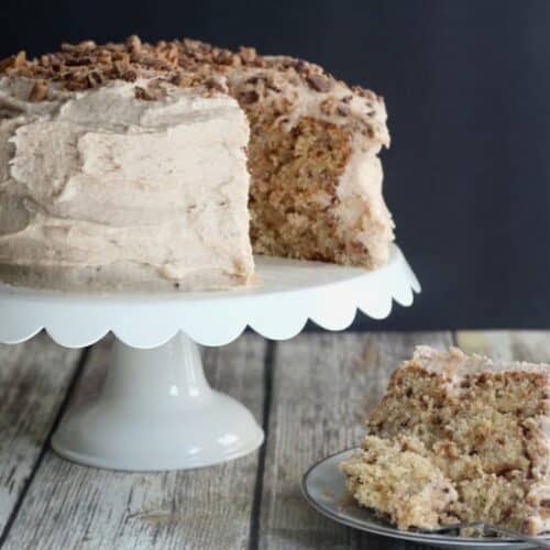 Banana Toffee Cake with Browned Butter Toffee Frosting - I Scream for ...