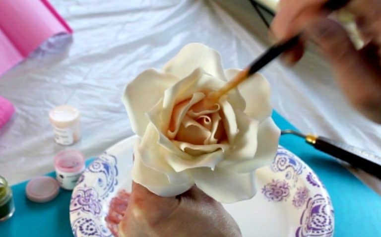 How to Add Color to a Large Gumpaste Rose - I Scream for Buttercream