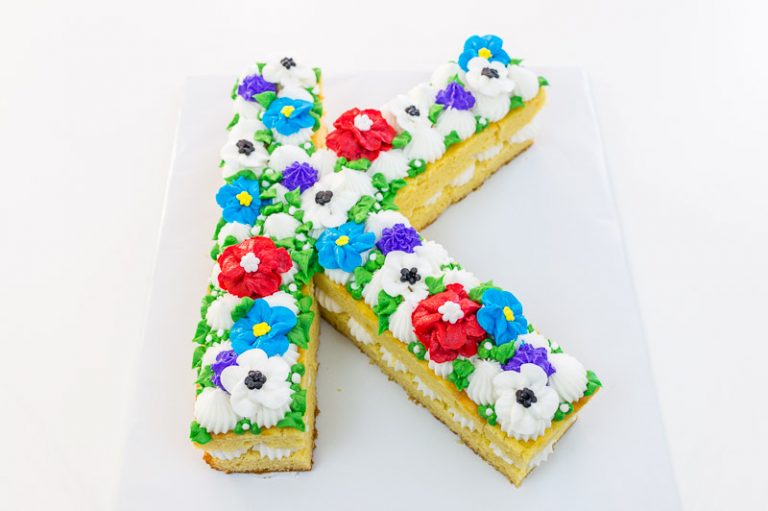 Floral Initial Cake (Cream Tart Style) - I Scream for Buttercream