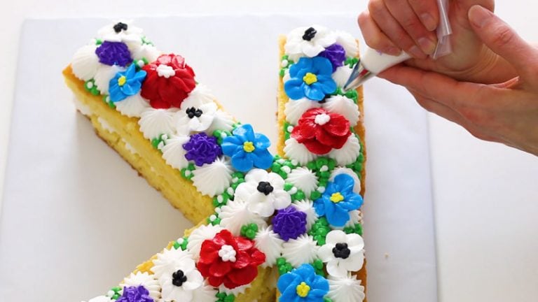 Floral Initial Cake (Cream Tart Style) - I Scream for Buttercream