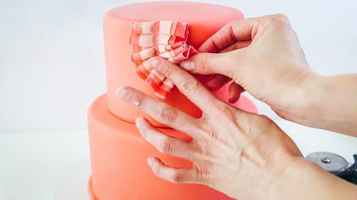 Fondant Gathered Ruffle Cake Tutorial - I Scream for Buttercream