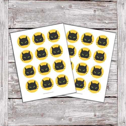Printable Halloween Cupcake Toppers (Black Cat) - I Scream for Buttercream