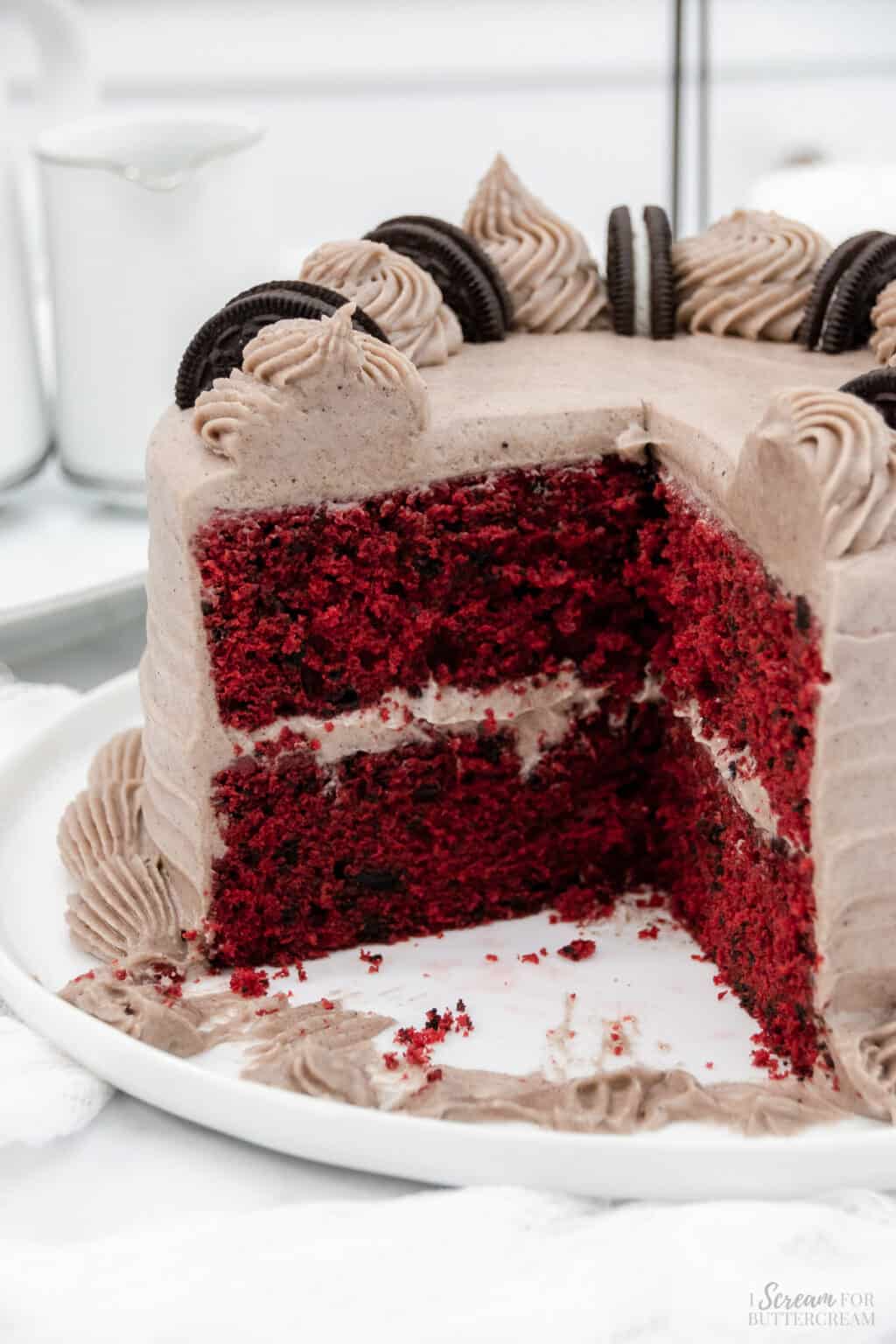 Red Velvet Oreo Cake with Oreo Cream Cheese Buttercream - I Scream for ...